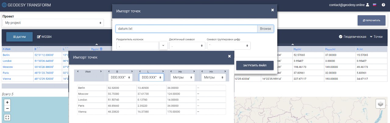 Geodesy Online | Онлайн сервис для пересчета координат и установления параметров связи